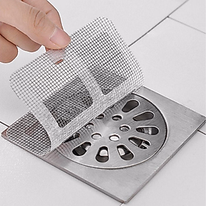 20PCS Shower Drain Cover Hair Catcher, 4" X 4" Shower Drain Mesh Stickers, Bathroom, Laundry, Bathtub, Kitchen, Sink, for Catches Hair & Debris