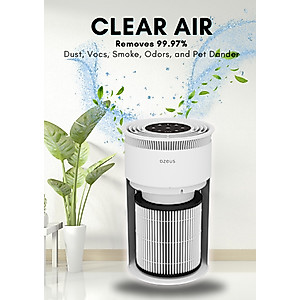Azeus Air Purifier for Large Rooms, Home, Pets, Bedrooms, Up To 1076 ft² H13 True HEPA Filter, 25db Filtration System Cleaner Odor Eliminators, Ozone Free, Remove 99.97% Dust Smoke VOCs