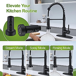 GCGWEQS Pull Down Faucet Replacement Head, 3 Functions Kitchen Faucet Sprayer Head, G 1/2 Pull Out Spray Head for Kitchen Faucet, Black Kitchen Sink Faucet Head