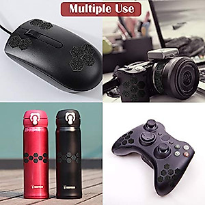 Zonon 4 Pieces Cell Phone Grip Decal Tape Stickers Anti-Slip Phone Case Hexagon Decal Sticker for Phone Mouse Laptop Tablet Gaming Case Crafting, Black
