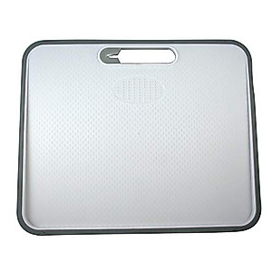 3-in-1 Plastic Cutting Board with Built-In Knife Sharpener, Garlic Grater, Raised Juice Catcher, Slip-Resistant Bottom, Non-Stick Food Prep Surface, Meat, Vegetable, Cheese