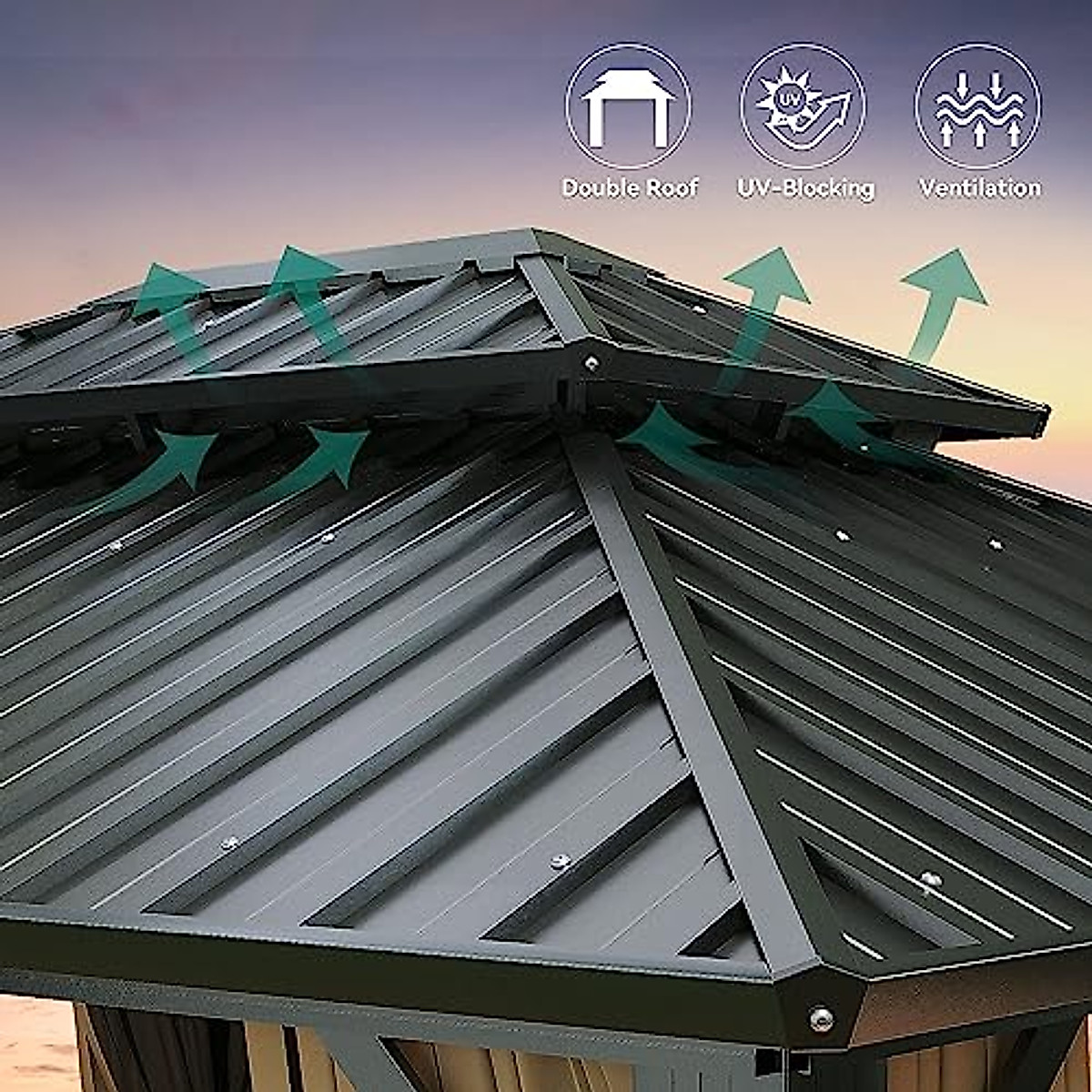 YITAHOME 10x10ft 2-Tier Hardtop Gazebo (10' X 12')