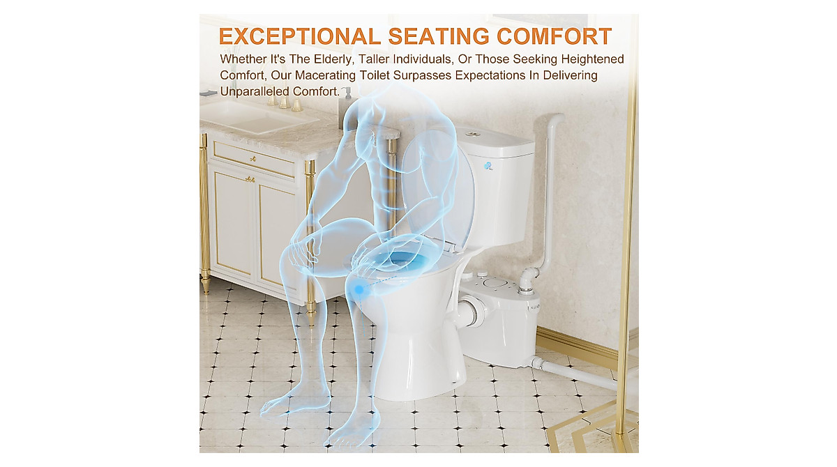 Simple Project 19" Tall Macerating Toilet for Seniors