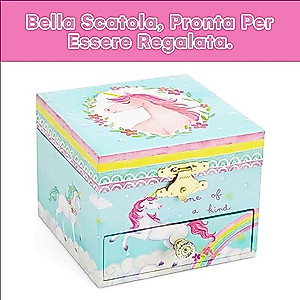 Jewelkeeper Musical Jewelry Box, Unicorn Rainbow Design with Pullout Drawer, The Beautiful Dreamer Tune