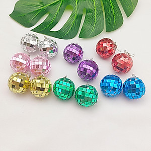 MAQVQLU Disco Ball Earrings for Women Colorful Disco Earrings 60s or 70s Disco Mirror Ball Earrings Halloween Party Earrings Halloween Jewelry