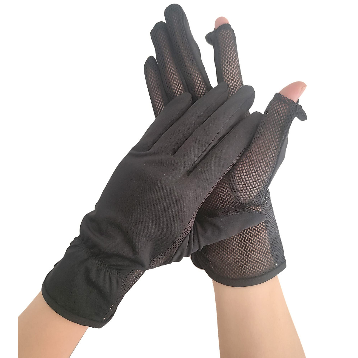 CAMSTIC Women's UPF 50+ Summer Breathable UV Protection Touch Screen Driving Gloves, Black