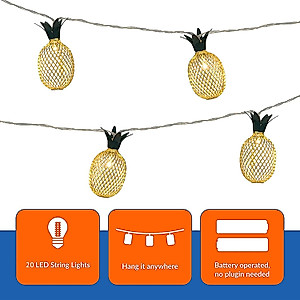 ZYPNB 20LED Solar String Lights Outdoor, 16ft Metal Pineapple Shape Solar Garden Light, Waterproof Solar Powered Hanging Light for Outdoor Garden Decoration Home Party Lamp