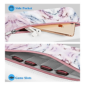 Fintie Carrying Case for Nintendo Switch Lite 2019 - Portable Travel Bag Protective Sleeve Pouch w/ Side Pocket, Game Card Slots, Holding Strap for Nintendo Switch Lite and Accessories, Marble Pink