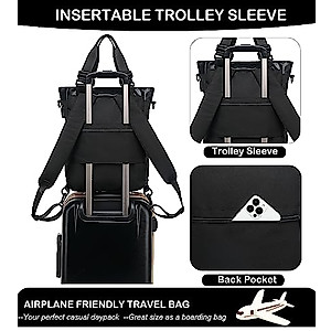 COMELY Convertible Laptop Backpack, Casual Travel Tote Daypack, Crossbody Purse, Bookbag Diaper Bag Nursing Bag for Daily Work College Nursing Teaching, 31A-Black