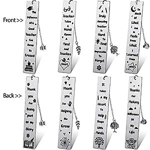 4 Pieces Metal Bookmarks Teacher Appreciation Bookmark Thank You Teacher Book Page Marker for Teachers Instructors Birthday Graduation Presents Book (Stylish Style)