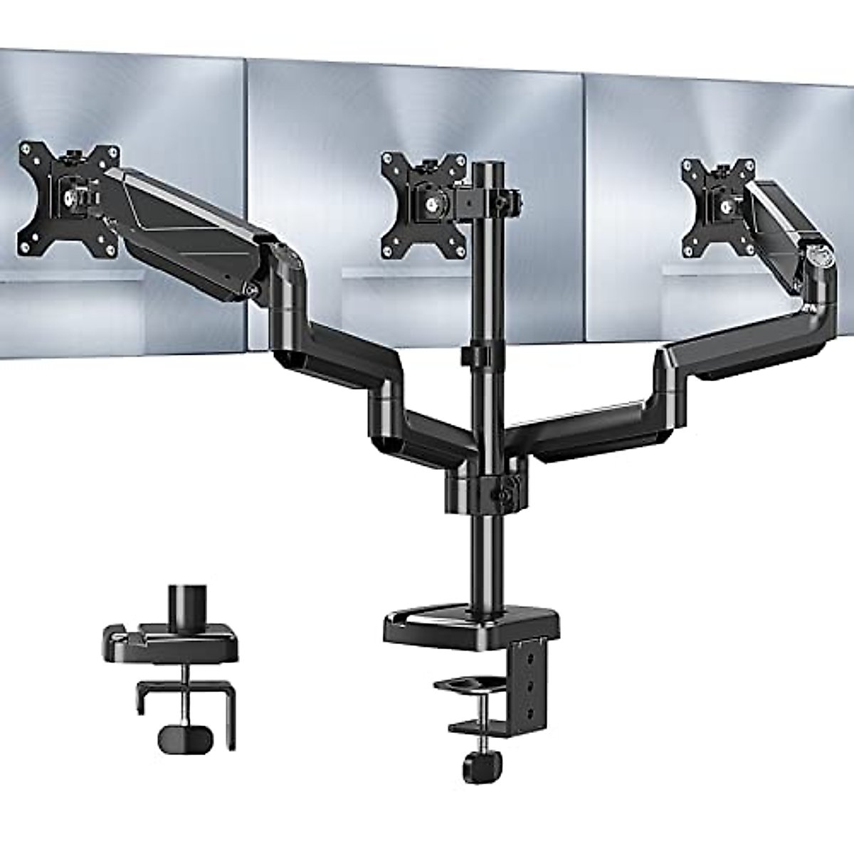 MOUNT PRO Triple Monitor Mount, 3 Monitor Desk Arm fits Three Max 27" LCD Computer Screens, up to 19.8lbs Each, Premium Gas Spring Monitor Stand with Tilt Swivel Rotation, Vesa Mount 75x75,100x100