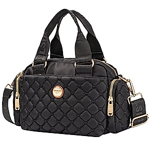 Katloo Medium Crossbody Purse for Women Satchel Shoulder Designer Handbags Fashion Tote Bags with Multiple Pockets Top Handle (Black)