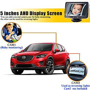 Baby Car Mirror,AHD 1080P Baby Car Camera with 5'' Monitor System for Car Back Seat Full View Infant,Powerful IR Night Vision Aimed at Baby-Easily to Observe Baby's Behavior Movement-LK13