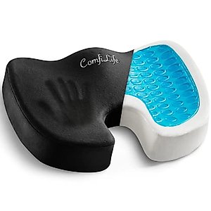 ComfiLife Gel Enhanced Seat Cushion - Non-Slip Orthopedic Gel & Memory Foam Coccyx Cushion for Tailbone Pain - Office Chair Car Seat Cushion - Sciatica & Back Pain Relief (Black)