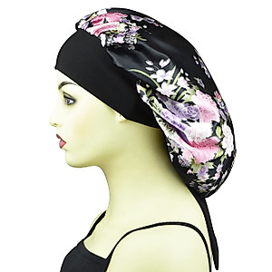 Silk Bonnet Satin Bonnet for Sleeping Curly Hair Cover Sleep Cap Silk Night Caps for Women Large Silk Sleep Bonnet with Tie