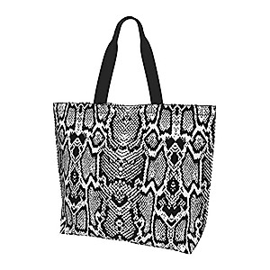 Gelxicu Snake Shoulder Tote Bags Snake Skin Casual Bag Shoulder Handbags Shopping Women Grocery Bags