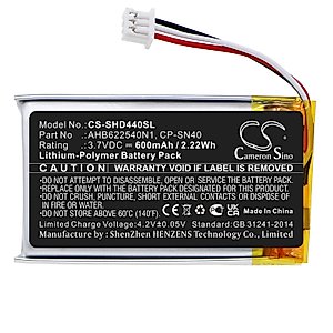 CS Cameron Sino 600mAh / 2.22Wh Replacement Battery for Sennheiser HD 4.40 BT, HD 4.50BTNC, Momentum 2.0, Momentum 3.0, Urbanite XL AHB622540N1, CP-SN40