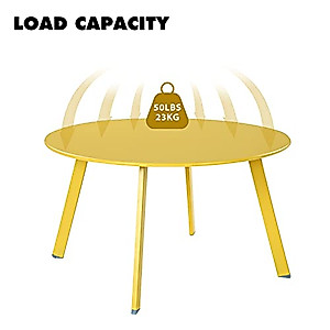 Grand patio Round Outdoor Coffee Table, Weather Resistant Metal Large Side Table for Balcony, Porch, Deck, Poolsid, Yellow
