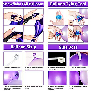 JOYYPOP Mermaid Balloon Garland Kit 121pcs with Mermaid Tail Foil Balloons, Light Blue Foil Fringe Curtain for Mermaid Ocean Theme Party Under The Sea Party Decorations(purple)