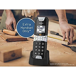 Panasonic Rugged Cordless Phone Handset Accessory Compatible with TGD8xx, TGE6xx and TGF9xx Series Cordless Phone Systems - KX-TGTA61B (Black)