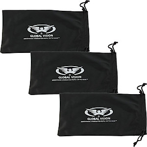 Global Vision 3 Motorcycle Goggles Clear Smoke Yellow Anti-Fog Lenses Flare Skydive Goggles