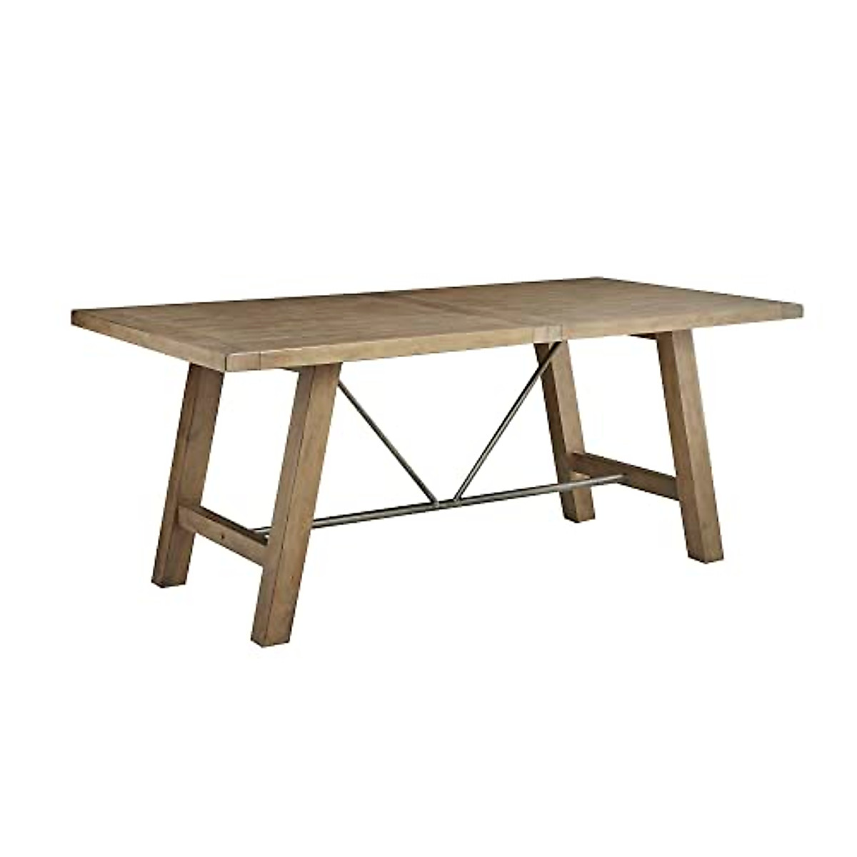 INK+IVY Sonoma Solid Wood Dining Table, Rectangular with Rustic Metal Truss Accent,Trestle Legs, Easy Assembly, Industrial Country, for Kitchen, Entryway, Family, or Bedroom, Reclaimed Grey