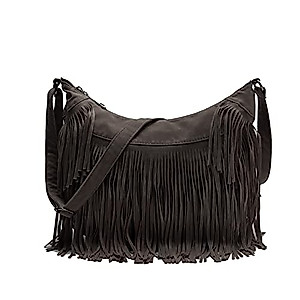 RARITYUS Women Crossbody Shoulder Bag Fringe Weave Hippie Suede Fringe Tassel Messenger Handbag
