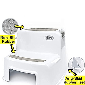 Dual Height 2 Step Stool for Kids | Slip Resistant Soft Grip Toddler's Stool for Potty Training and Use in The Bathroom or Kitchen | BPA Free for Comfort and Safety (1 Pack, Grey)