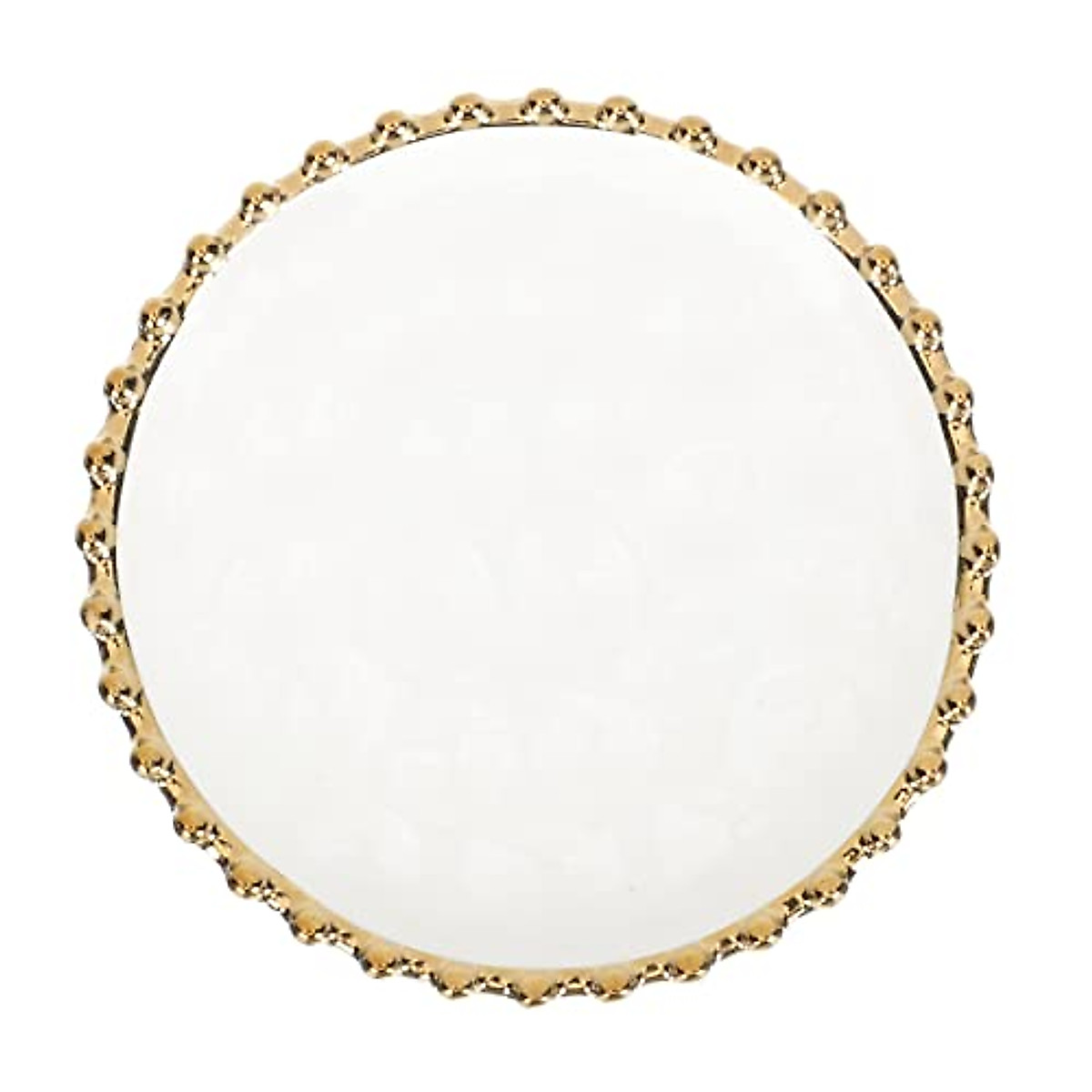 Hemoton Ceramic White Plate with Gold Trim: Round Sushi Plates Dessert Salad Serving Tray European Porcelain Breakfast Dish Jewelry Tray for Kitchen