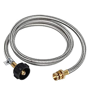 GGC 4 FT Stainless Steel Braided Propane Adapter Hose 1 lb to 20 lb Converter for QCC1/Type 1 LP Tank to 1 LB Portable Grill, Camp Stove, Buddy Heater