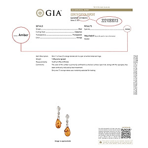 Amber Earrings - 925 Baltic Honey Amber Dangling Earrings "Eleanor" - GIA Certified - Gemstone Dangle Earrings - Sterling Silver Jewelry Collection