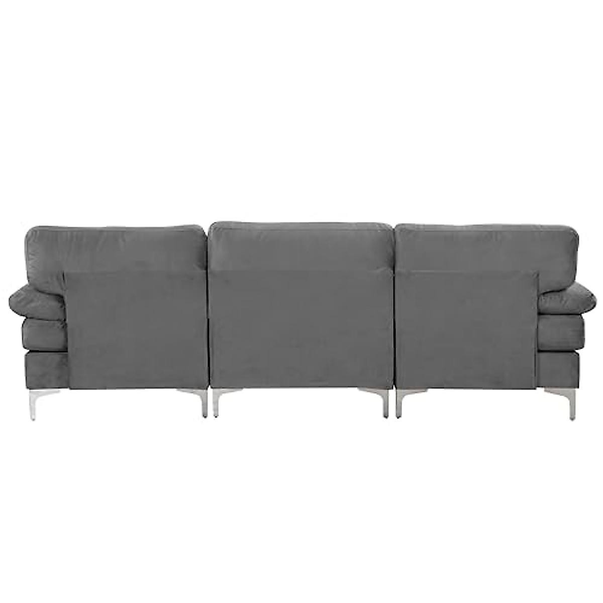 Casa Andrea Milano llc Modern Large Velvet Fabric Sectional Sofa L Shape Couch with Extra Wide Chaise Lounge