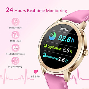 Smart Watch for Women Fitness Tracker: Smartwatch for Android & IOS Phone with Waterproof IP68 Pedometer Heart Rate Blood Oxygen Monitor Activity Wrist band Bluetooth Sport Bracelet (rose red)