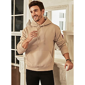 JMIERR Mens Lightweight Cotton Hoodies Winter Casual 1/4 Sweatshirts Loose Fit Drawstring Pullover Shrits, US40(M), A Khaki