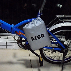 ATCG Bike Cover 190T Nylon Waterproof Bicycle Cover for Mountain Bike, Road Bike Outdoor Storage, L (Silver with Black Top)