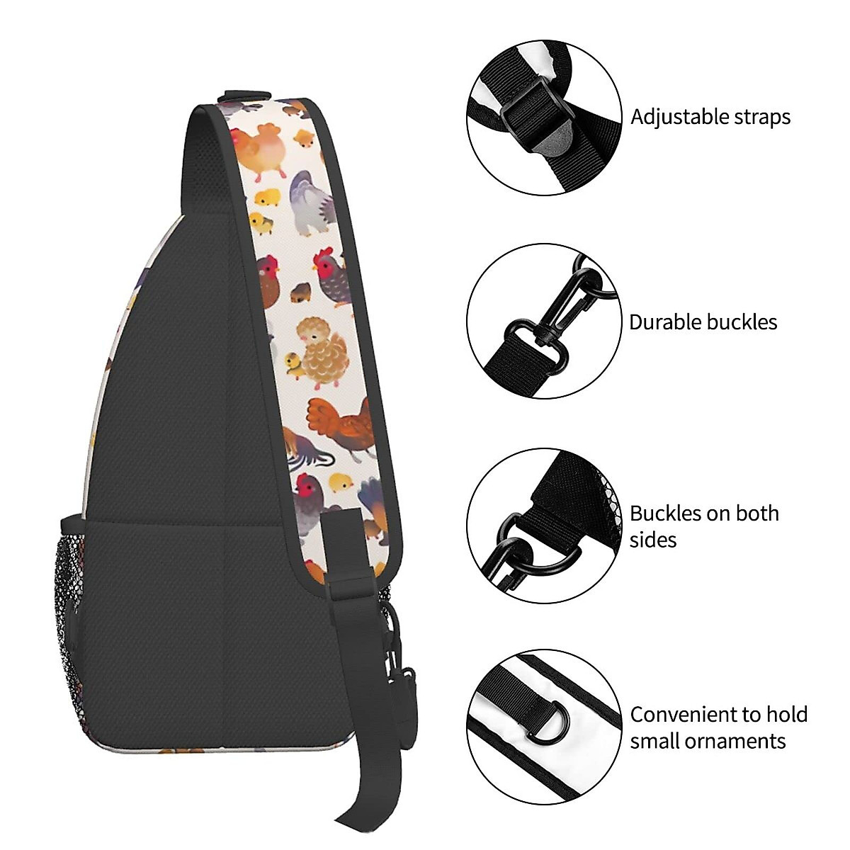 Chicken And Chick Sling Bag Crossbody Backpack Hiking Travel Daypack Chest Bag Shoulder Bag For Women Men
