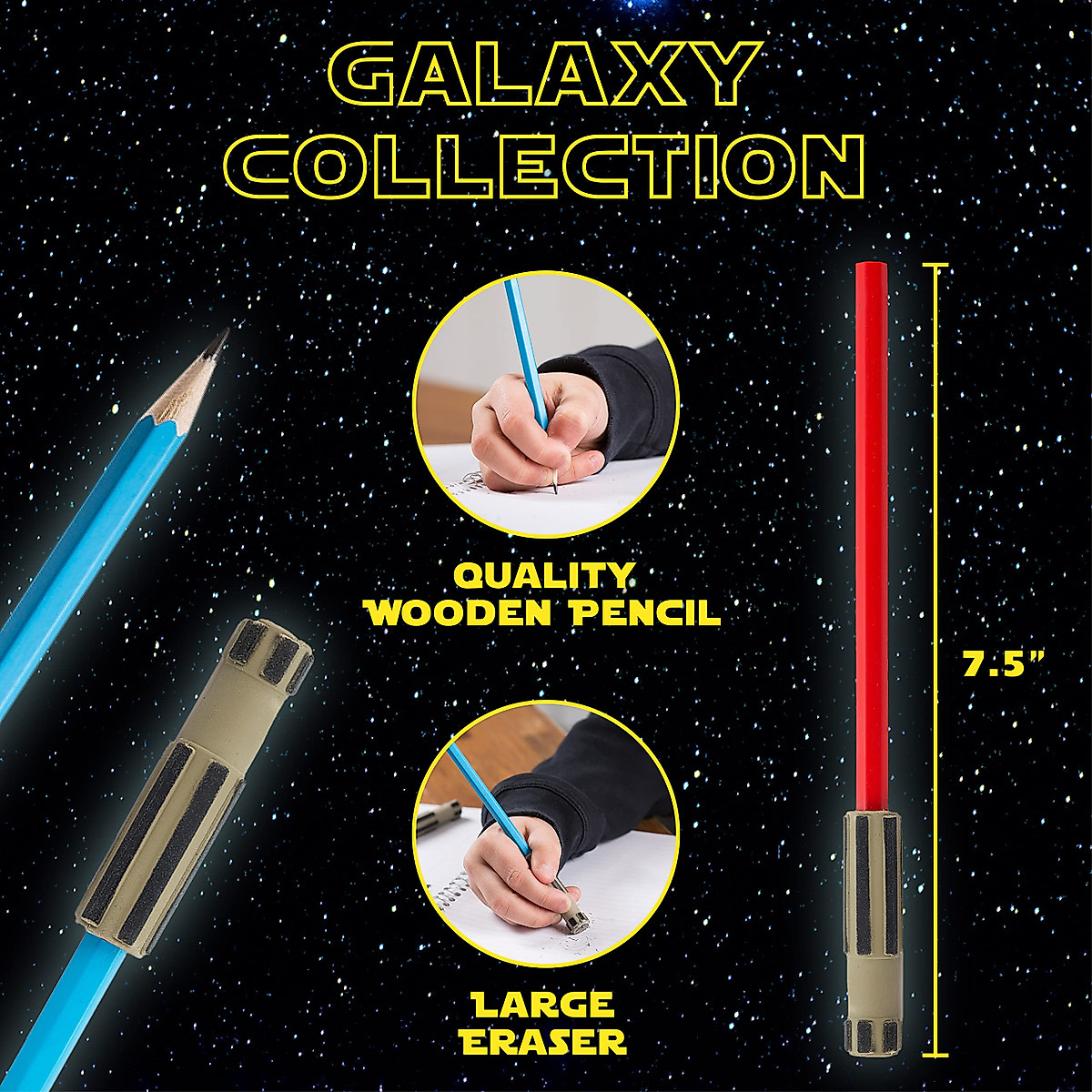 Light Saber Pencils Party Favors, Set for Kids 24 pack of Red and Blue Pencils with 3D Top Gifts Supplies for Star Wars Fan Boys Girls Teen Tween Adult - birthday party favors star wars Pencils