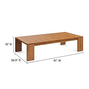 Modway Tahoe Acacia Wood Rectangular Outdoor Patio Coffee Table in Natural - Ideal as Garden Coffee Table or Porch Table
