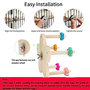 FrgKbTm Wooden Parrots Ferris Wheel Toy with Perches, Bird Toy Rotating Perch Toy, Hanging Bird Stand Cage Accessories for Parakeet Parrot, Cockatiel, Budgerigar,Conure, Lovebirds