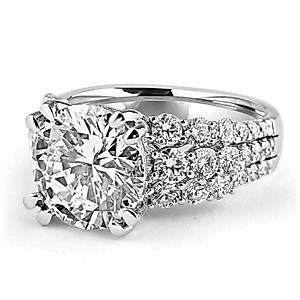 DESTINY JEWEL 3.22CT Round Cut Diamond D/VVS1 Engagement Wedding Ring, Solid 925 Silver Ring_US:- 3.22ct15