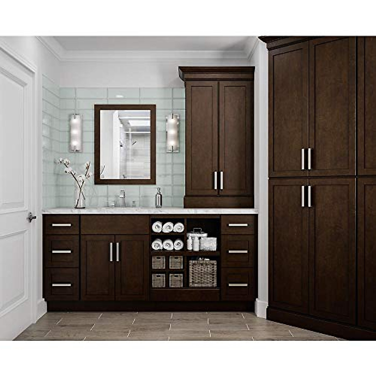 HAMPTON BAY KW3018-SJM Rsi Home Products Shaker Wall Bridge Cabinet, Java, 30" x 18"