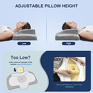 Iouyk Neck Pillows for Pain Relief Sleeping, Contoured Memory Foam Pillows, Ergonomic Orthopedic Neck Support Pillow for Side, Back and Stomach Sleepers with Breathable Washable Cover