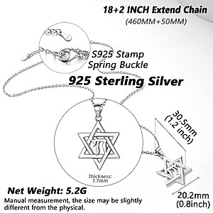 Jewish Hebrew Chai Necklace Star of David Pendant for Female Vintage Dainty Jewelry Birthday Gift for Mother Sister