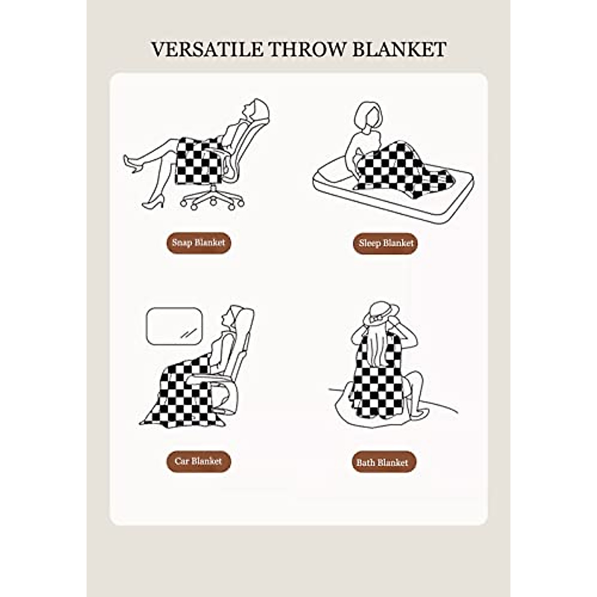 Checkered Flannel Throw Blanket Fluffy Cozy Plaid Fleece Throw Blanket Soft Warm Winter Fuzzy Throws Comfort for Bed Coach Sofa Room 40x60 Lightweight