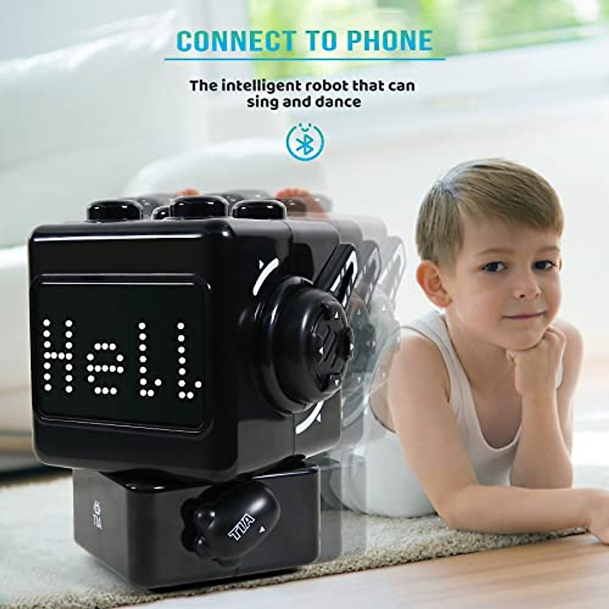 Meryi Kids Robot Toys, Smart Programmable Robot, Voice Control Rechargeable Robots, Dancing, Singing and Interactive Robot with Coding Apps for Kid 3-8 Year Birthday Gift Present, Black