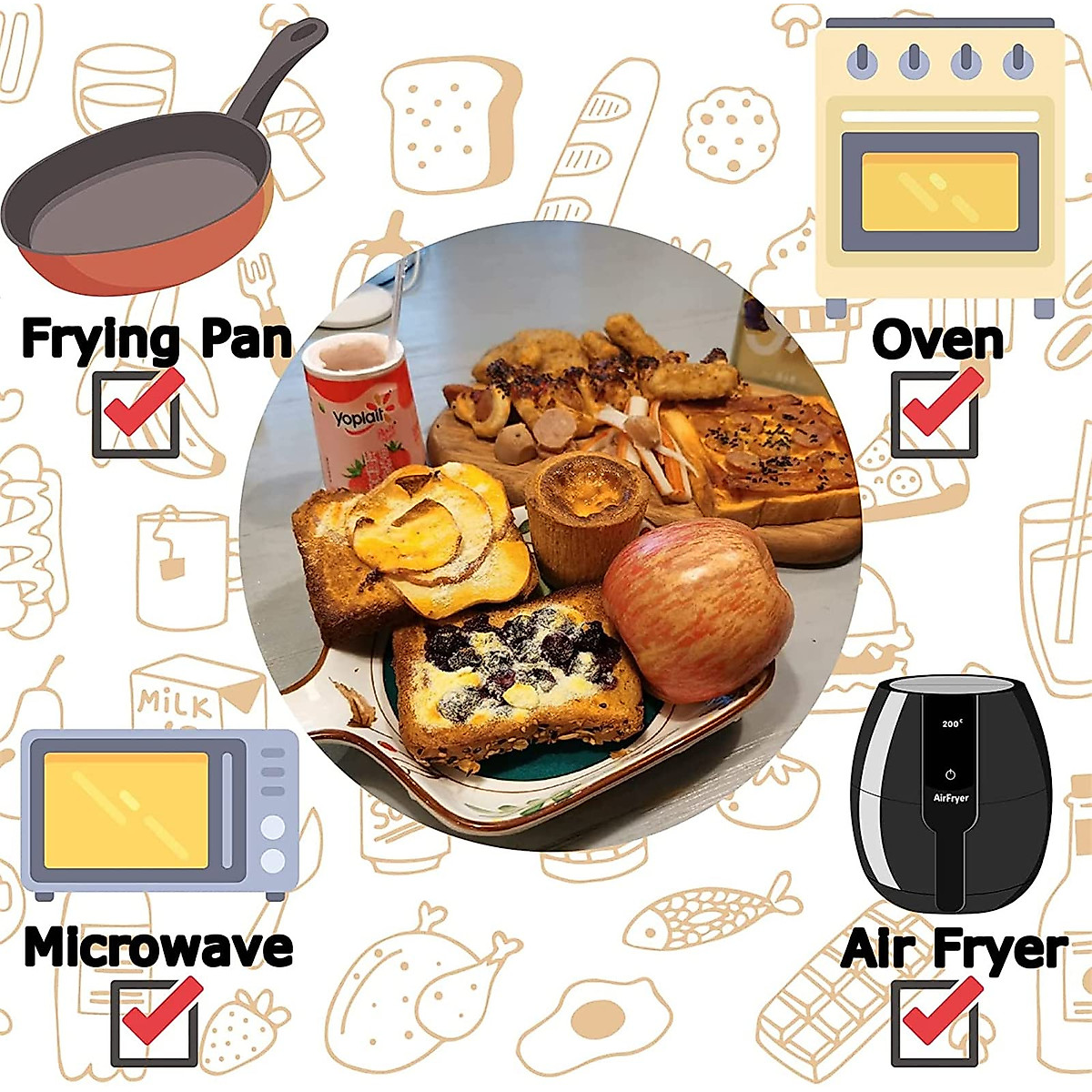 Air Fryer Disposable Parchment Paper Liner, Non-stick Air Fryer Liners Baking Paper Oil-proof Water-proof, Food Grade Parchment for Baking Roasting Microwave (50Pcs#6.3inch-7.9inch, Unbleached)