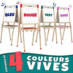 Blue Squid Art Easel for Kids - Dual-Sided Adjustable Wooden Painting Easels with Magnetic Chalk Board, Whiteboard, Paper Roll Including 100+ Accessories, Ideal for Toddlers & Children 3 to 12