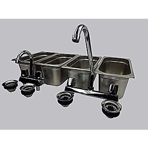 Standard 4 Compartment Sink Set & Hand Washing for Concession Stand Food Trailer