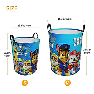 Paw Patrol Circular Waterproof Hamper Dirty Clothes Standing Laundry Basket With Handle Round Storage Organizer Bin Gifts For Kids Children Small