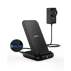 Anker 3-in-1 Multi-Device Wireless Charging Station, PowerWave 10 Stand with 2 USB-A Ports, for iPhone SE, 11, 11 Pro, XS Max, XR, XS, X, 8, 8 Plus, Galaxy S20, S10, S9, S8, 36W Power Supply Included